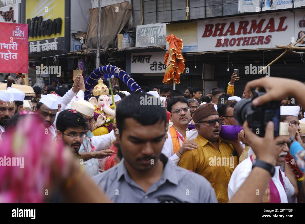 Pune, India - September 29, 2023, Shri Kasba Ganpati Ganpati Palkhi ...