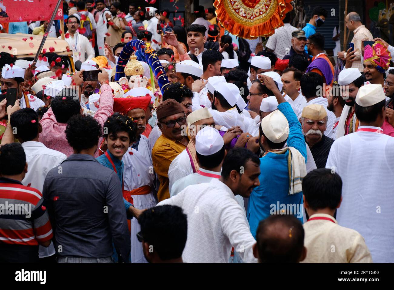 Pune, India - September 29, 2023, Shri Kasba Ganpati Ganpati Palkhi ...