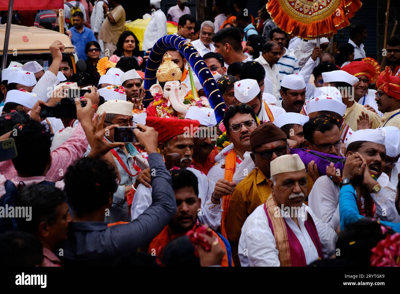 Pune, India - September 29, 2023, Shri Kasba Ganpati Ganpati Palkhi ...