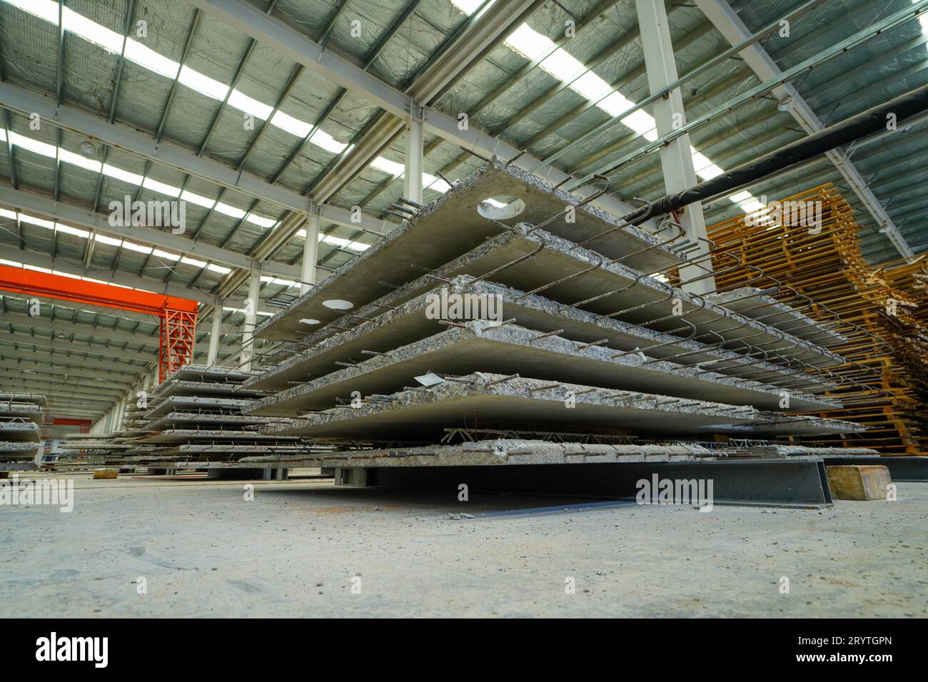 Concrete composite floor slab in the production workshop Stock Photo ...