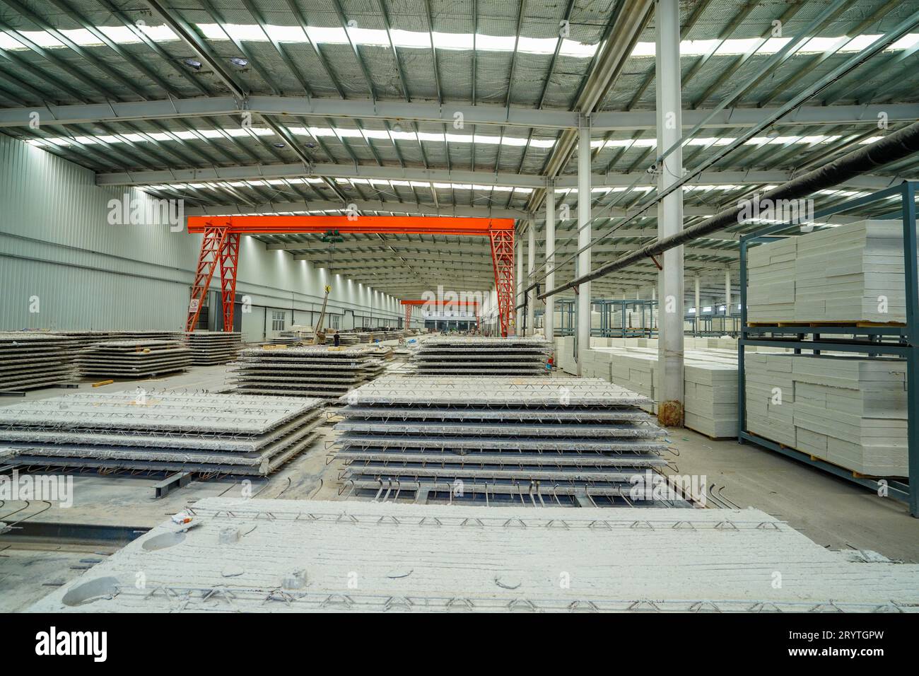 Concrete composite floor slab in the production workshop Stock Photo ...