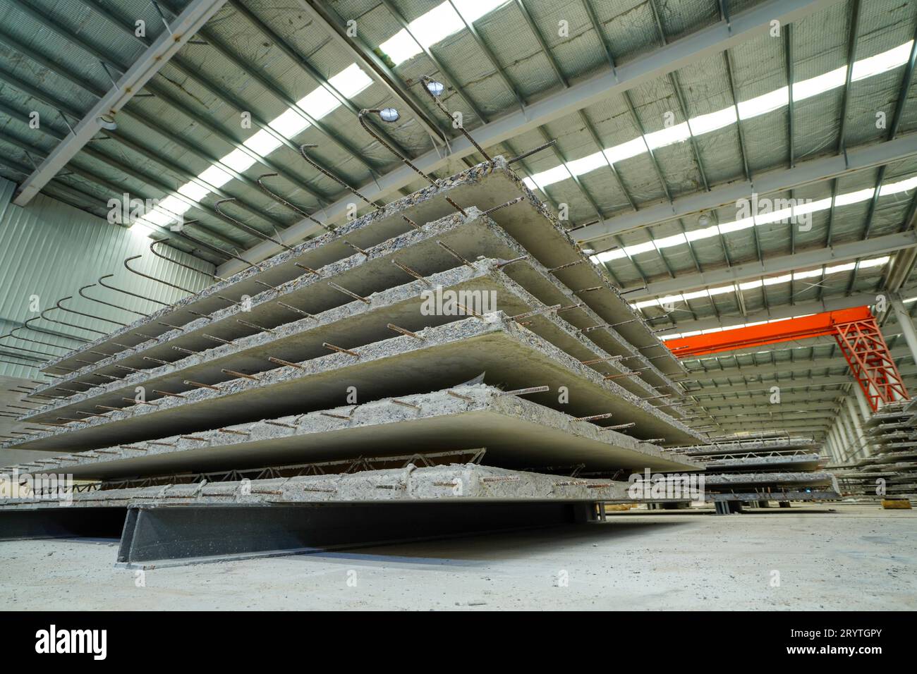 Concrete composite floor slab in the production workshop Stock Photo ...