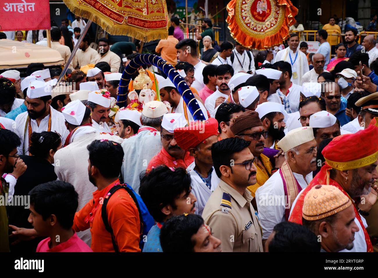 Pune, India - September 29, 2023, Shri Kasba Ganpati Ganpati Palkhi ...