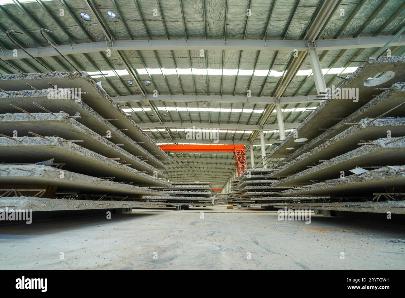 Concrete composite floor slab in the production workshop Stock Photo ...