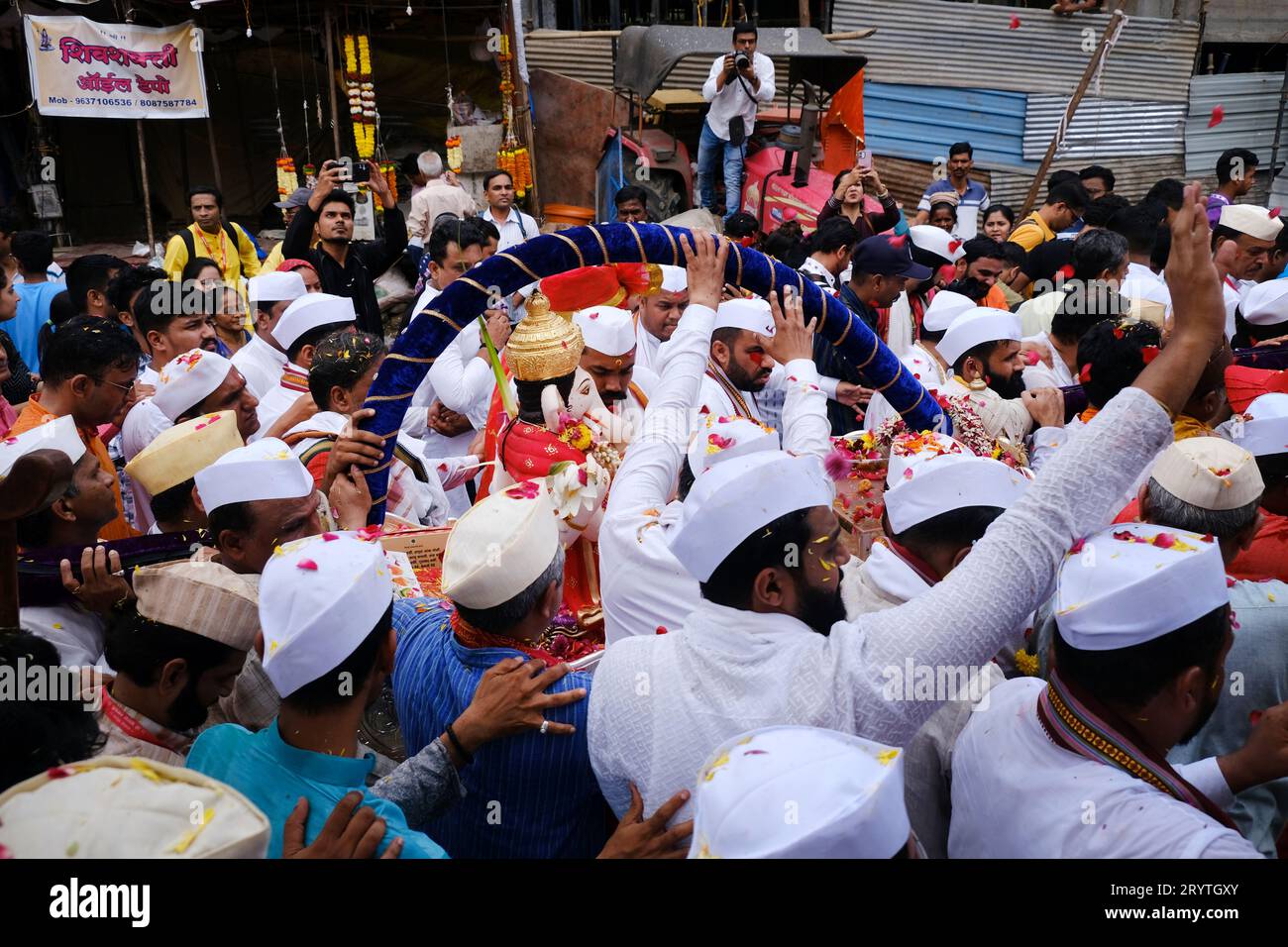 Pune, India - September 29, 2023, Shri Kasba Ganpati Ganpati Palkhi ...