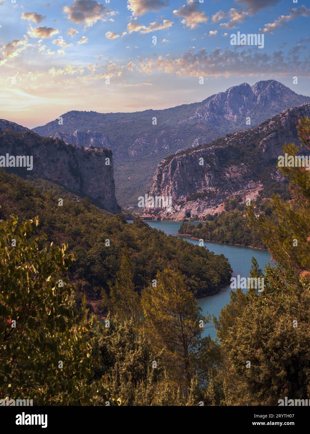 View from one of most beautiful roads in Albania along the Shkopet Lake ...