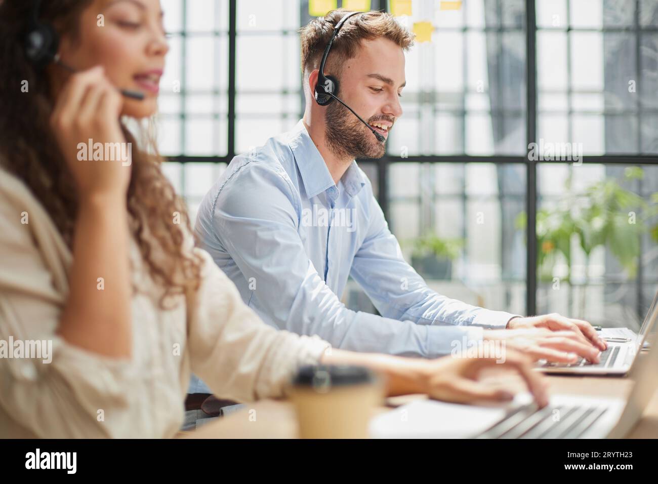 Modern call center office two hi-res stock photography and images - Alamy
