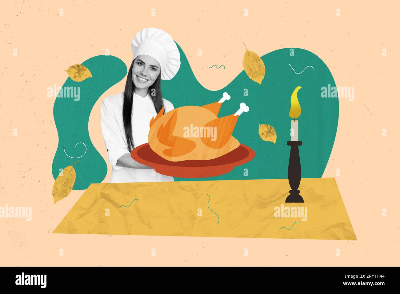 Poster image artwork collage of cute professional chef cooking ...