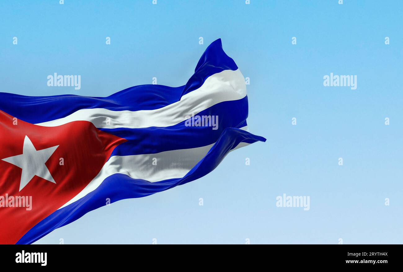 Cuba national flag waving in the wind on a clear day Stock Photo - Alamy