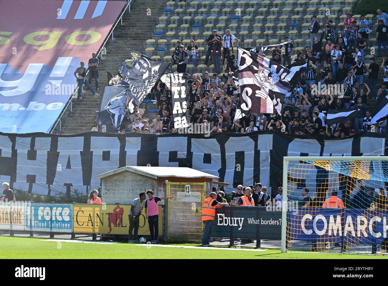 Vorst, Belgium. 01st Oct, 2023. fans and supporters of Charleroi ...