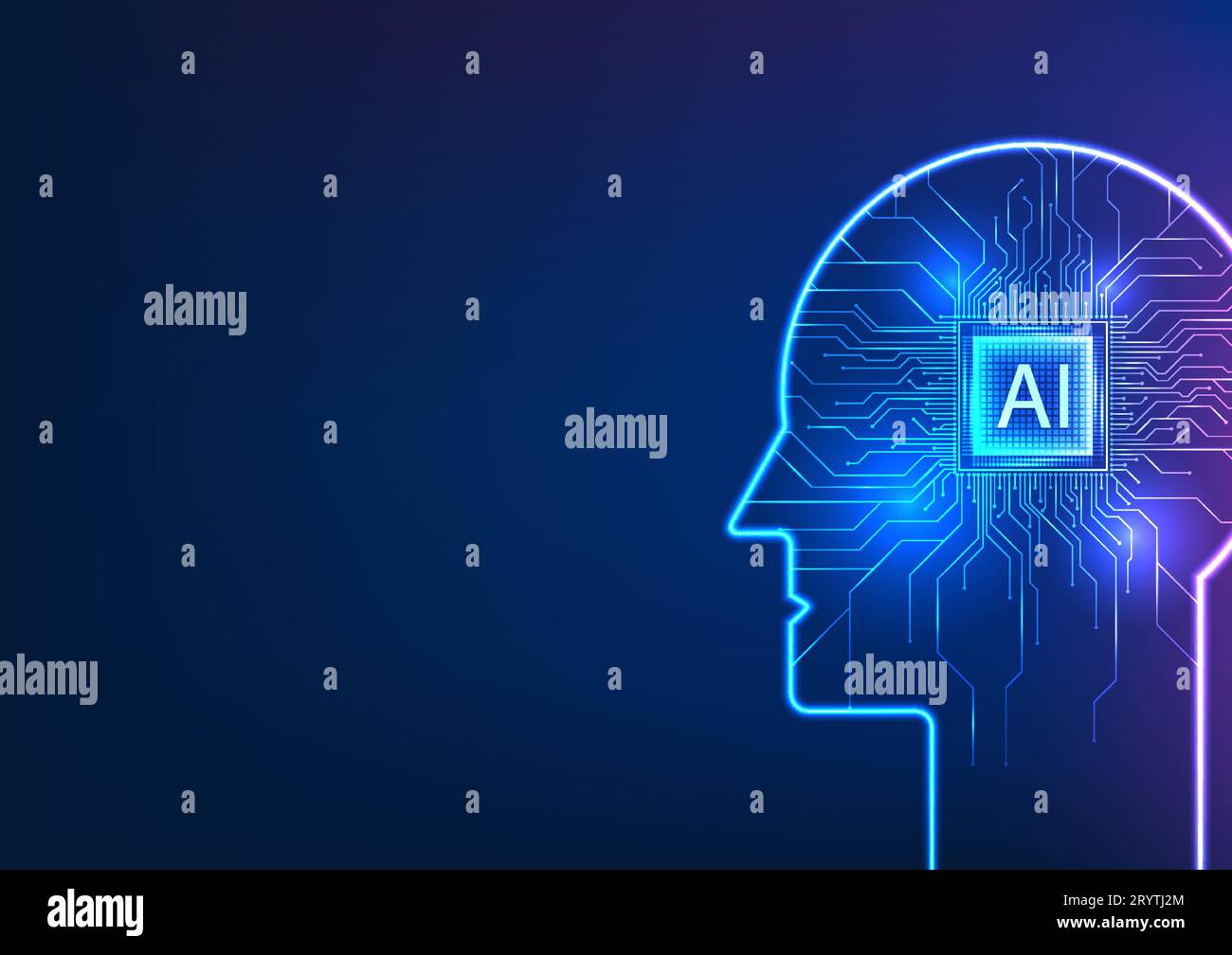 Robot synergy of AI technology. Inside, an artificial intelligence ...