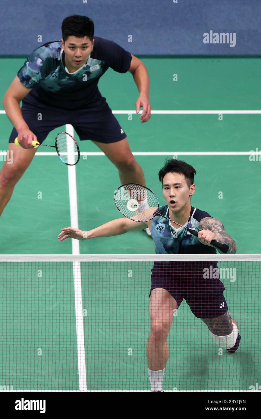 Hangzhou, China's Zhejiang Province. 2nd Oct, 2023. Yang Po-Han (R) of ...