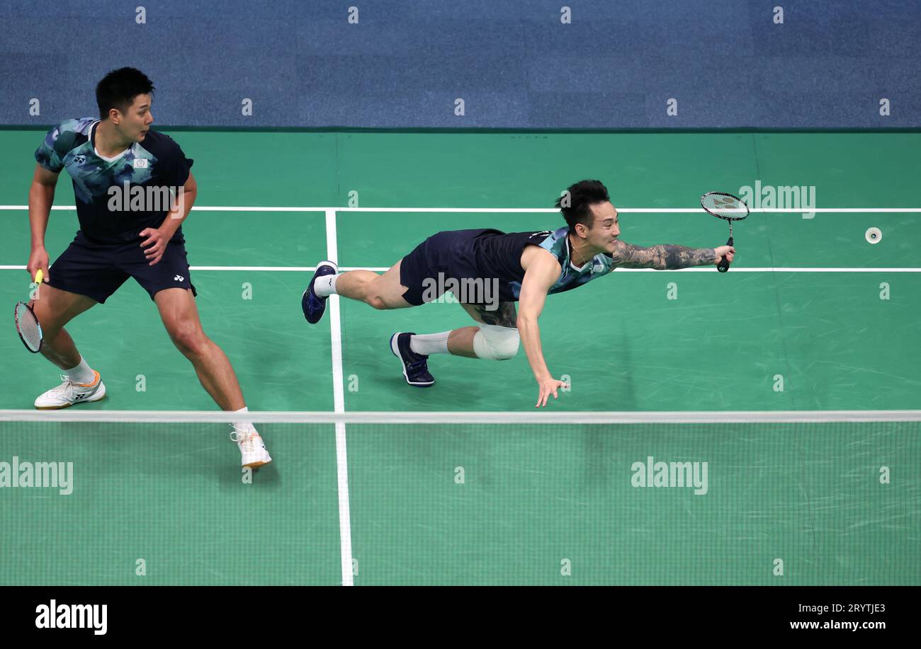 Hangzhou, China's Zhejiang Province. 2nd Oct, 2023. Yang Po-Han (R) of ...