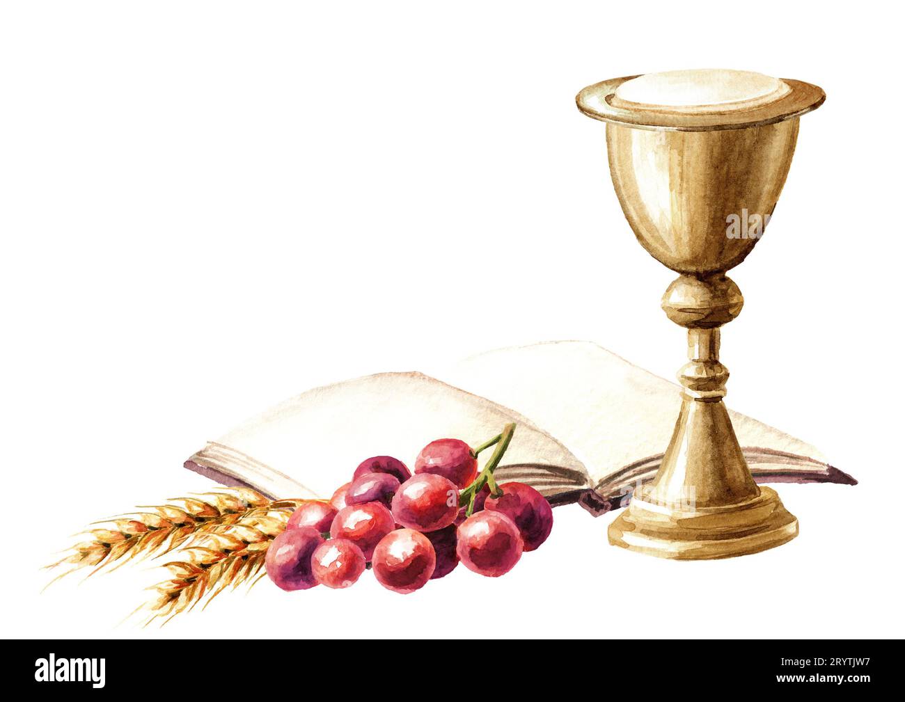 Eucharist. Holy Communion concept, with copy space. Hand drawn ...