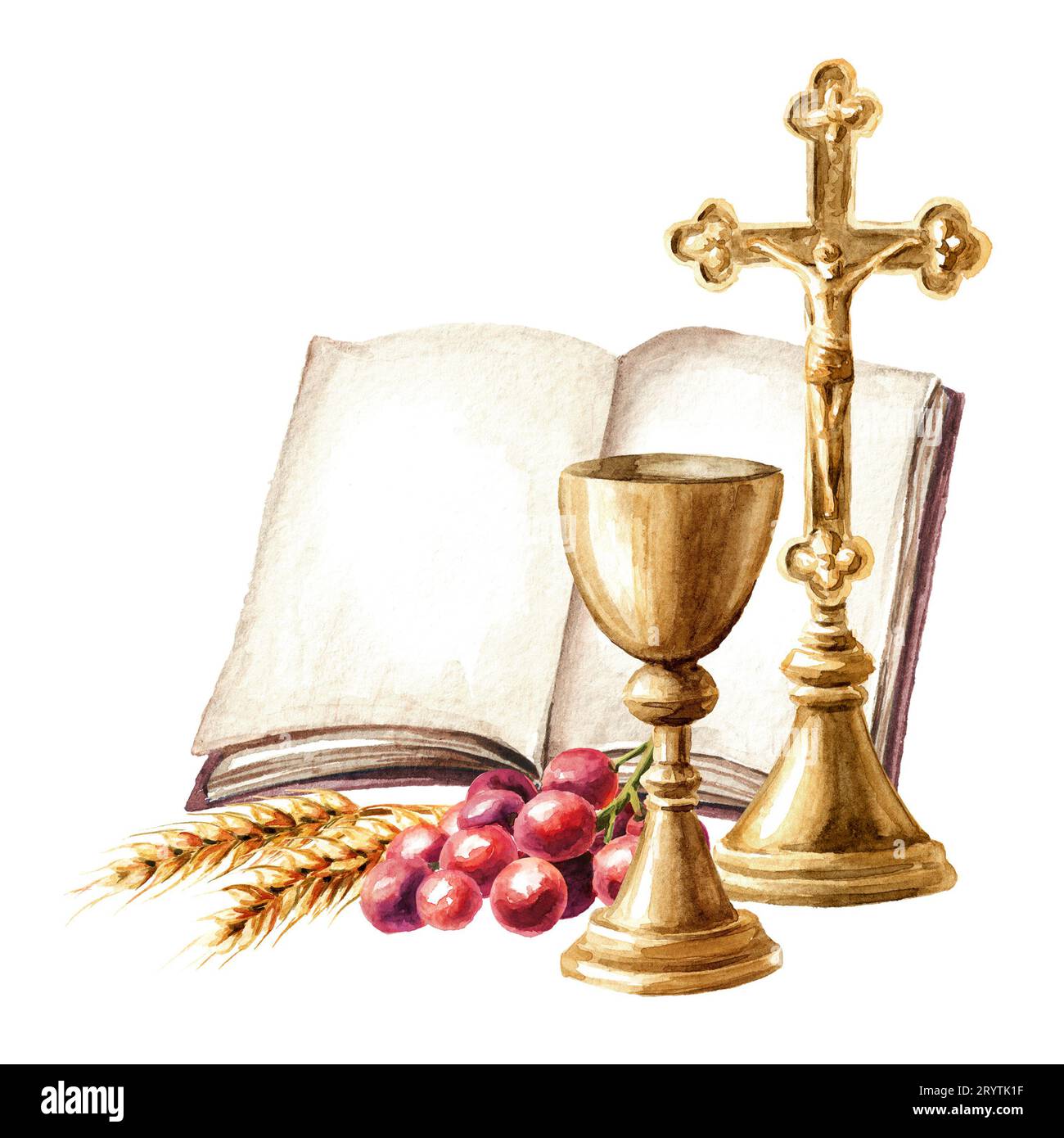 Eucharist. Holy Communion concept., Hand drawn watercolor illustration ...