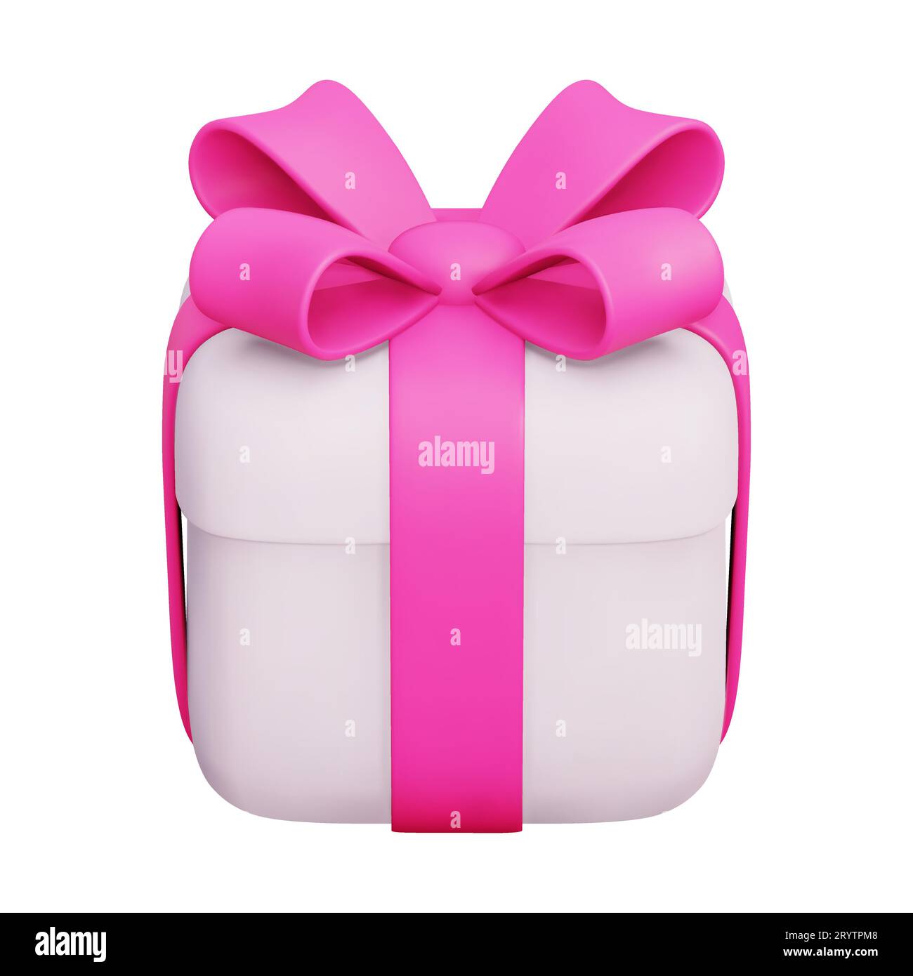 Vector 3d Render Gift Box. Closed Present Box With Pink Ribbon and Bow ...