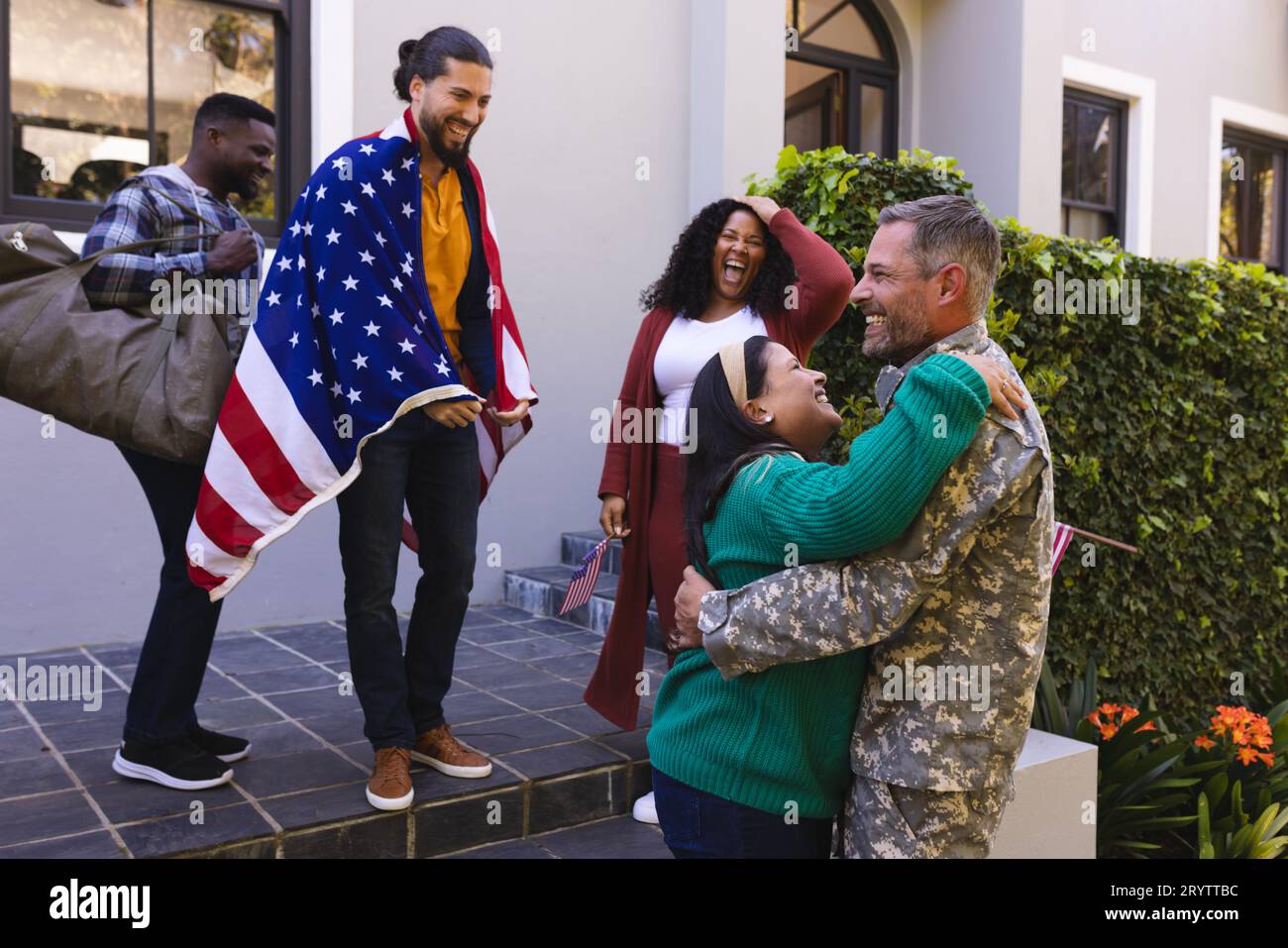 Male welcoming friend home hi-res stock photography and images - Alamy