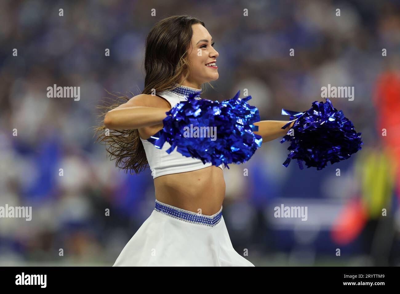Indianapolis, IN USA; One of the Indianapolis Colts cheeleaders during ...