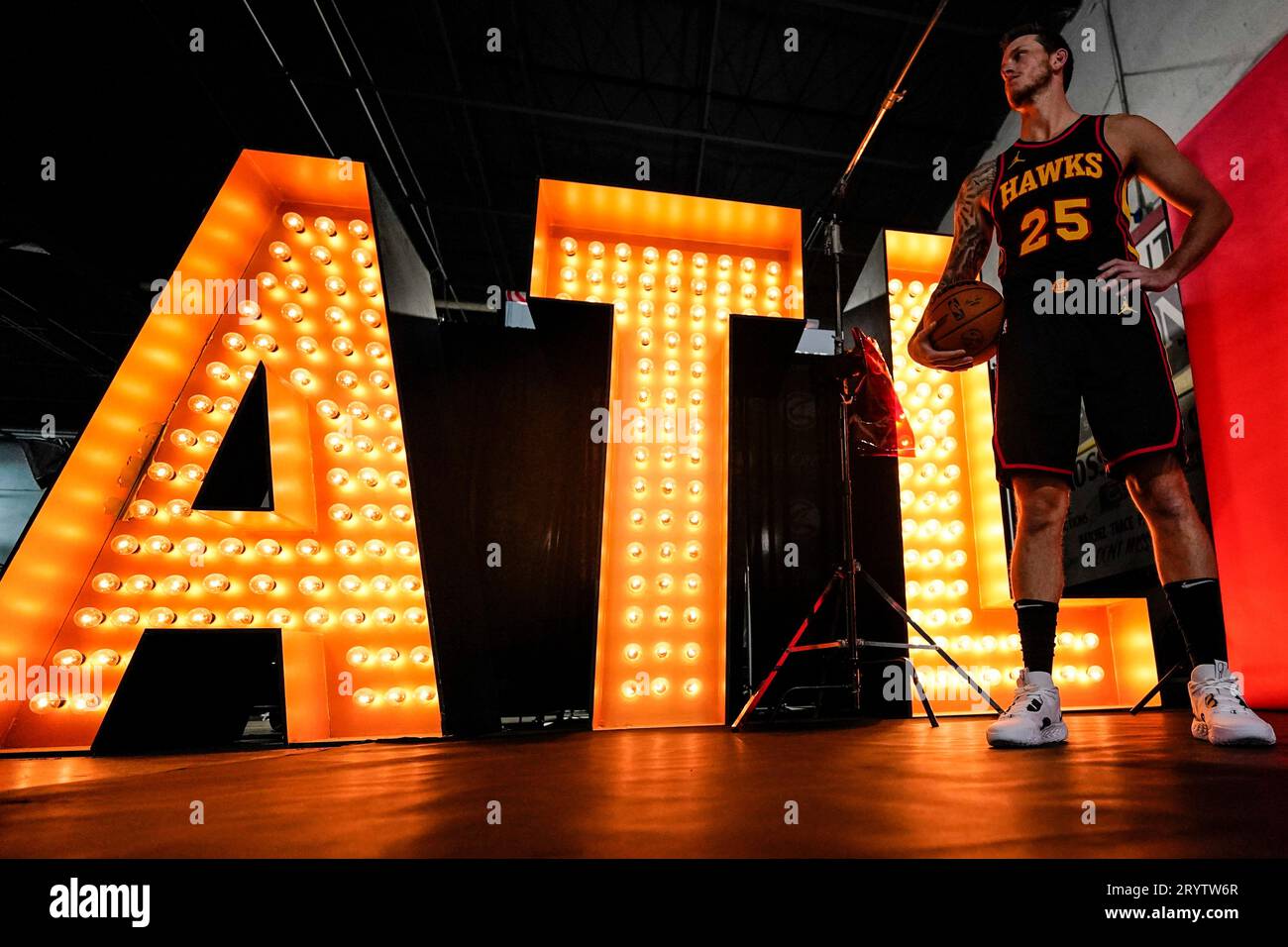 Atlanta Hawks guard Garrison Mathews poses for a photo with NBA Photos ...