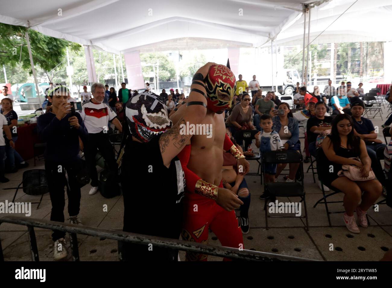 Non Exclusive: October 1, 2023, Mexico City, Mexico: Masked men ...