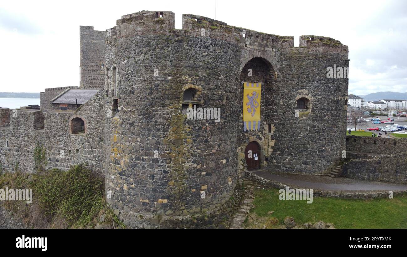 A stunning aerial view of the impressive castle of Carrickfergus ...