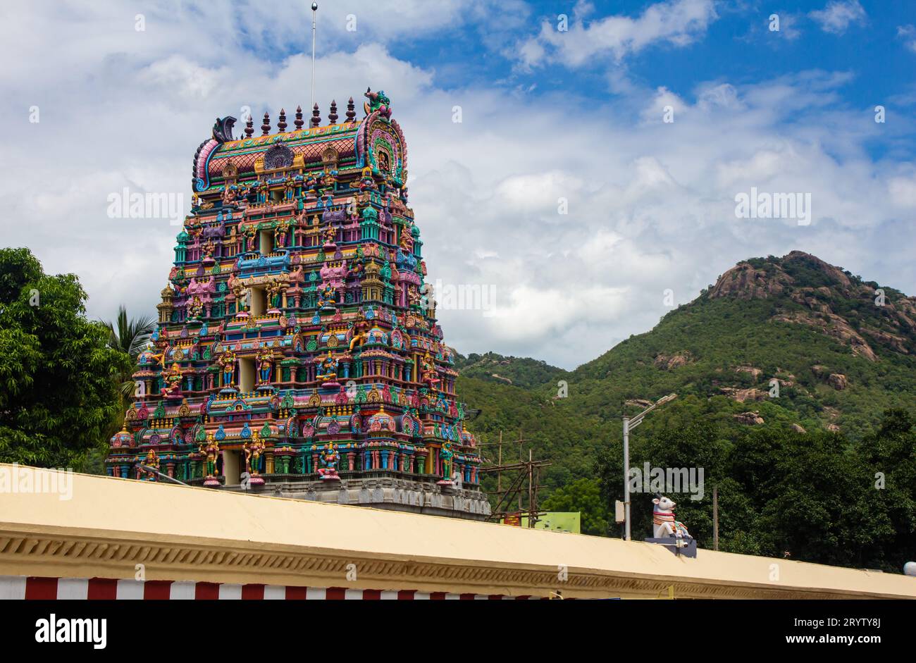 Tower of Renugambal Amman temple situated in Polur taluk ...