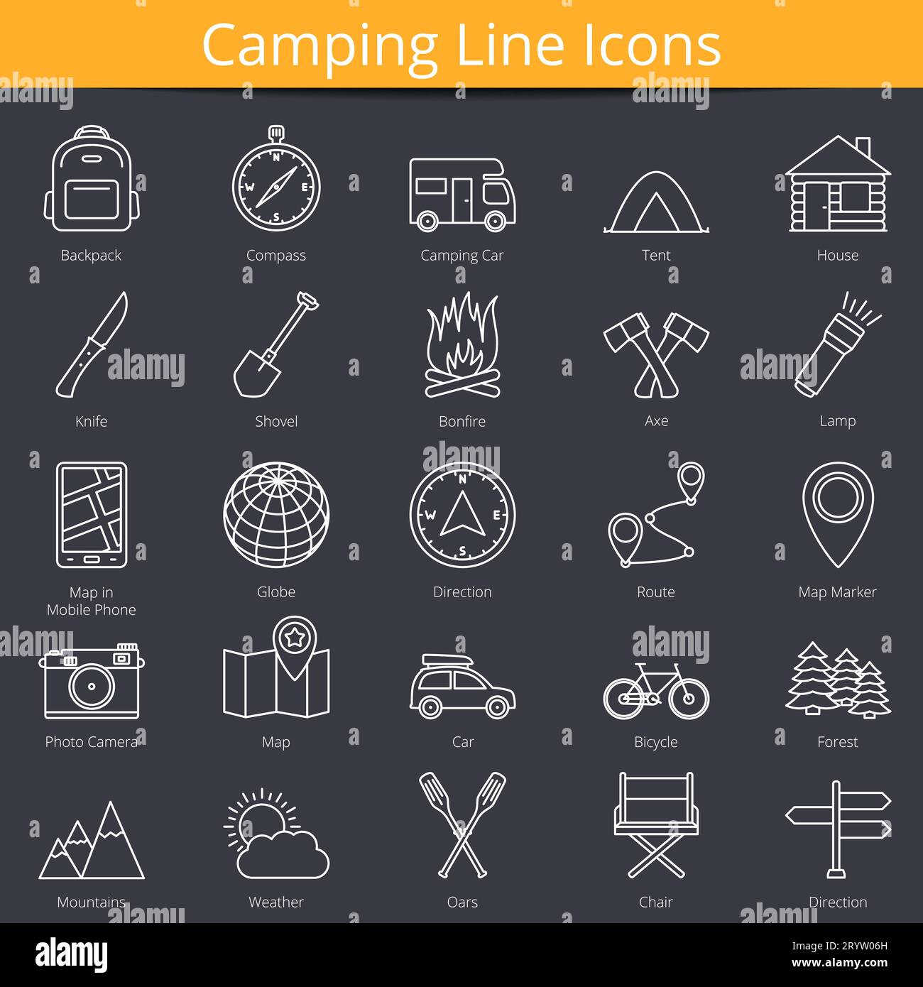 25 Camping line icons, vector eps10 illustration Stock Vector Image & Art - Alamy