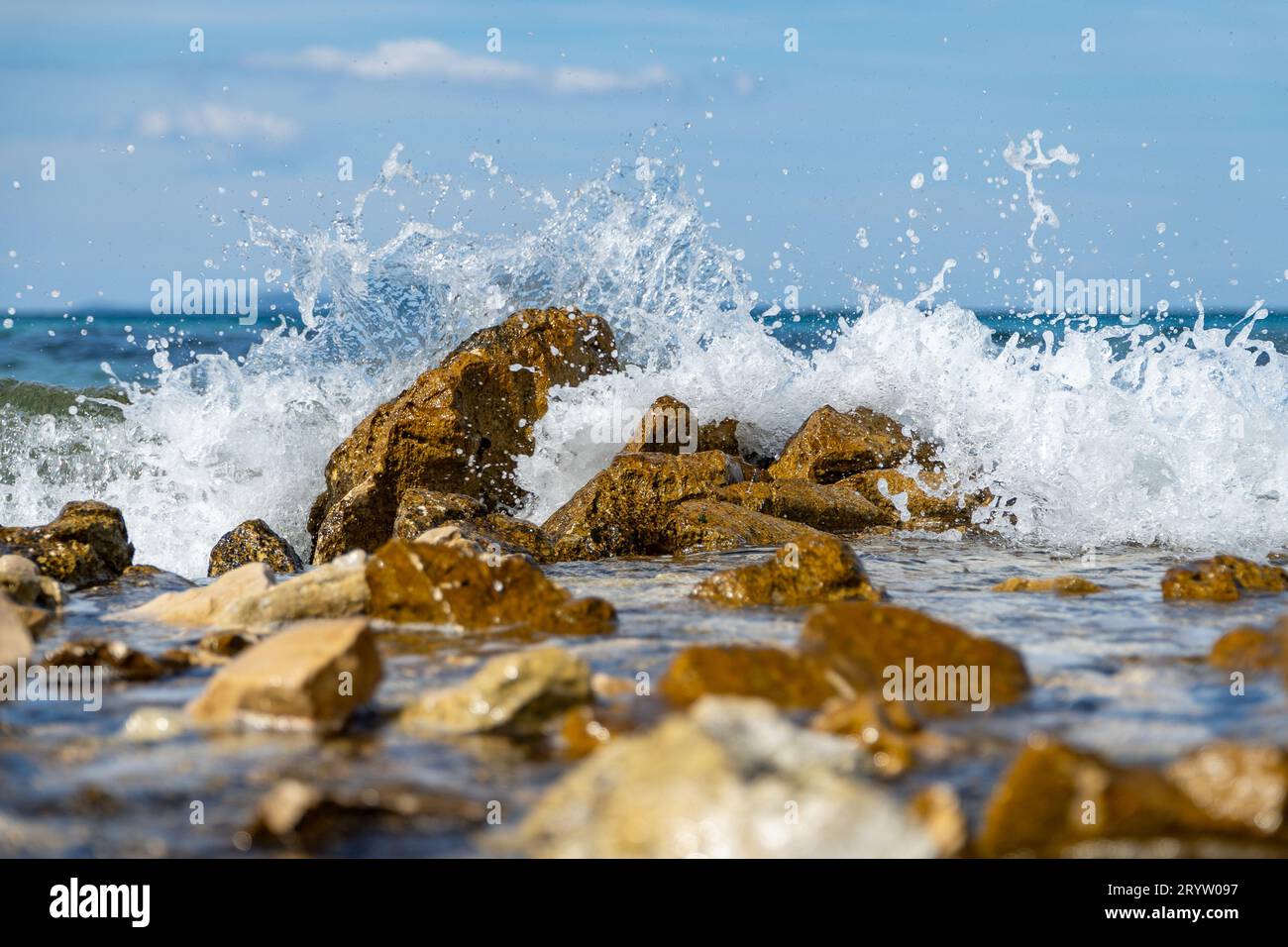 Powerful waves crashing onto coastal hi-res stock photography and ...