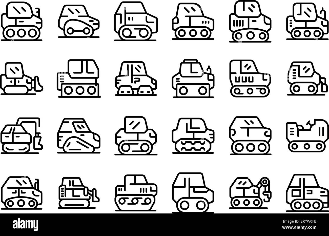 Crawler icons set outline vector. Construction industry. Vehicle ...
