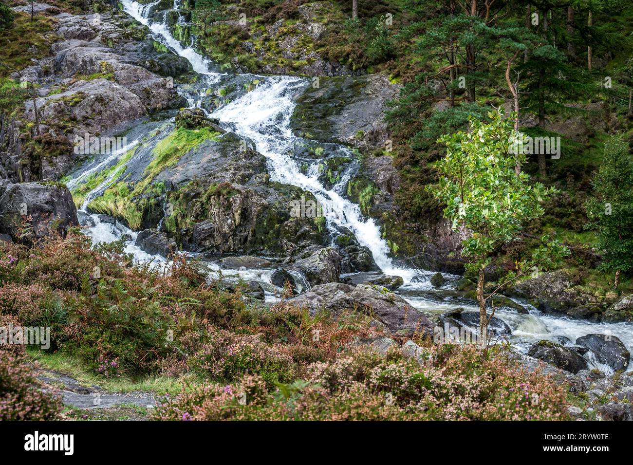The image is of Ogwen waterfalls at the foot of the Ogwen valley in ...