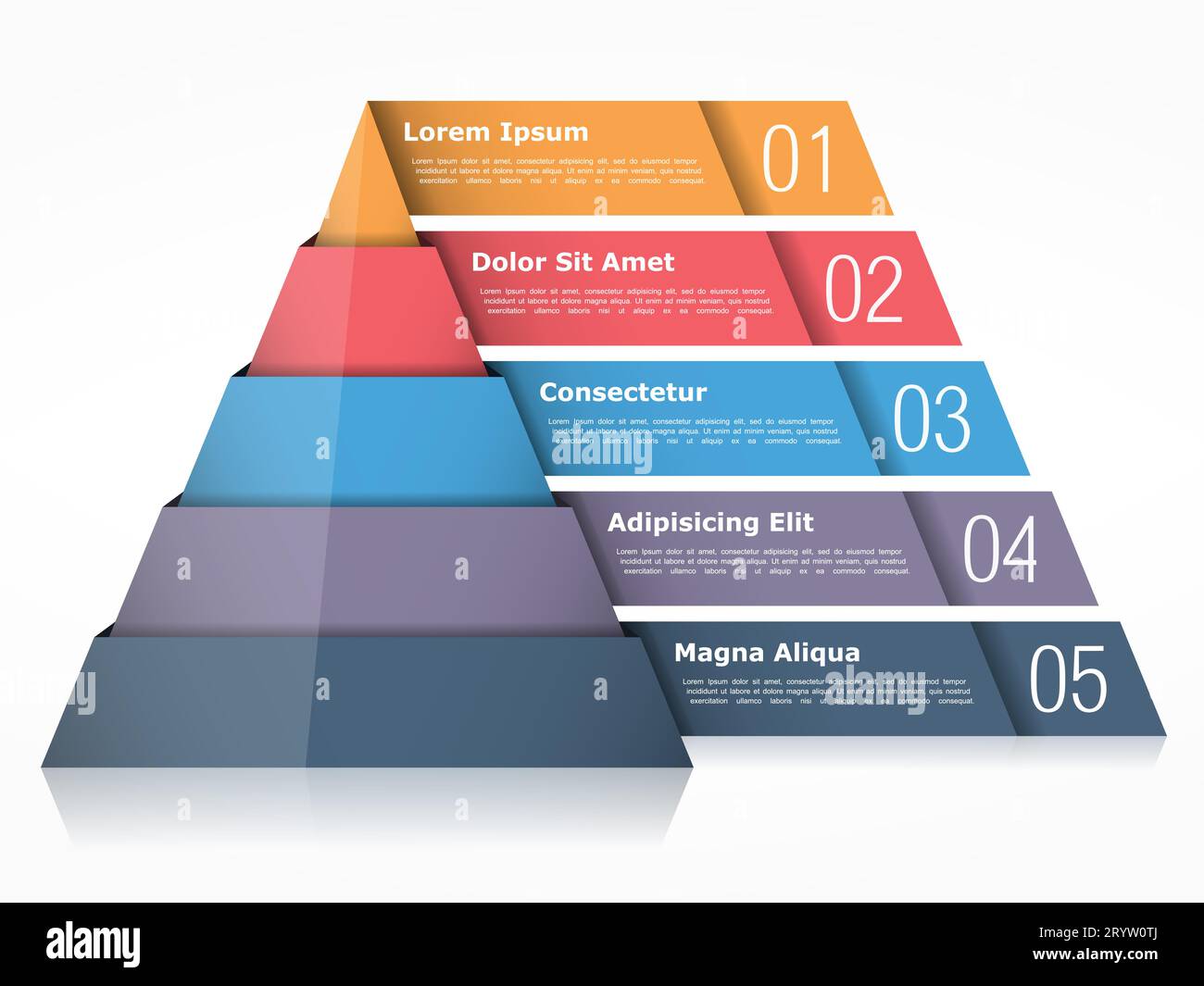 Pyramid chart with four elements, pyramid infographics template, vector ...