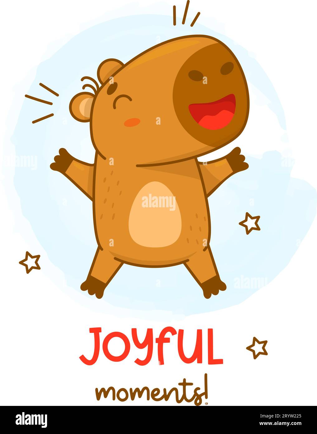 Joyful happy capybara. Vector illustration. Cool card with funny animal ...