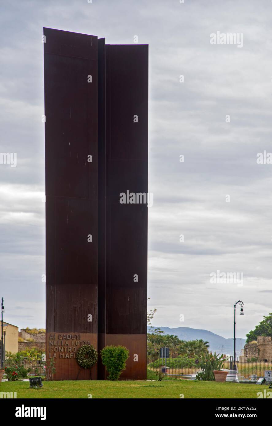 Monument to fallen in fight against mafia in Palermo. Sicily island ...