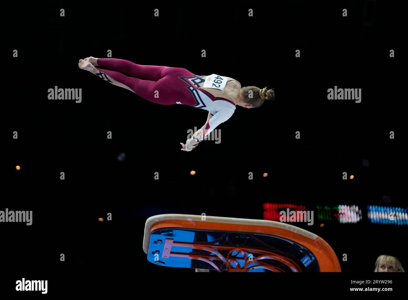 Germany's Karina Schoenmaier competes on the vault during the Women's ...