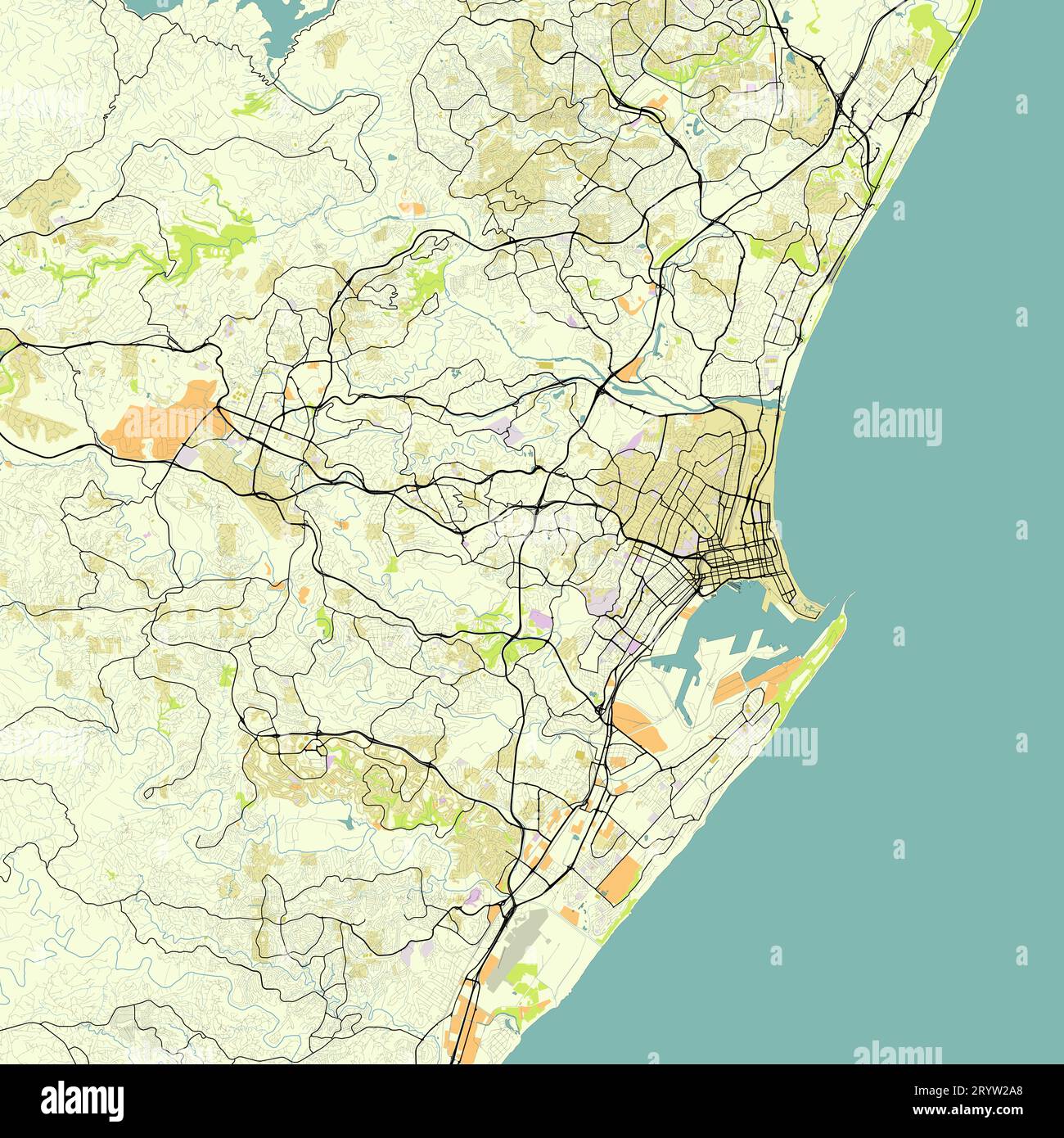 Map of Durban, South Africa Stock Vector Image & Art - Alamy
