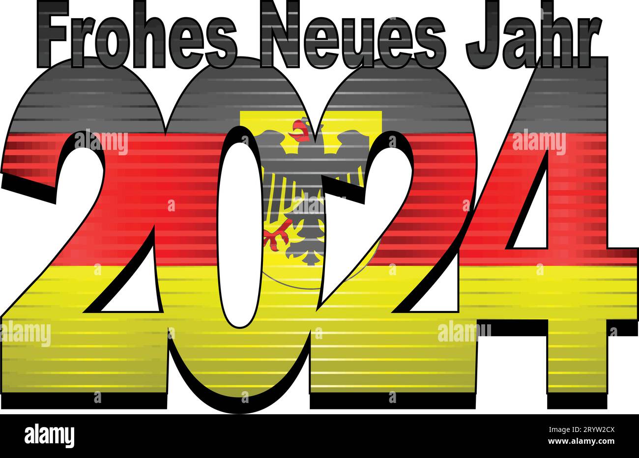 Happy New Year 2024 with Germany flag inside - Illustration, 2024 HAPPY NEW YEAR NUMERALS Stock ...