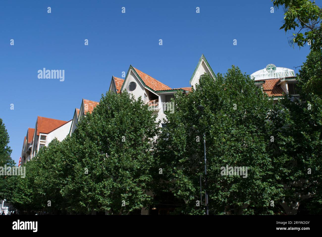 European style buildings with gable roof - alpine style architecture ...