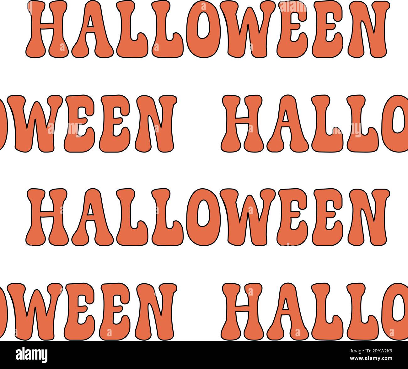 Vector seamless pattern of retro groovy colored Halloween lettering ...