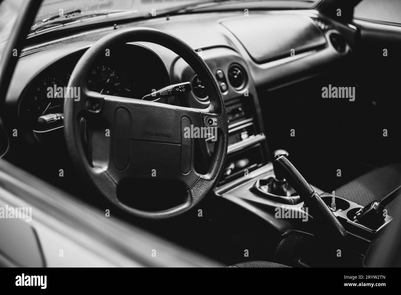 Interior view car in Black and White Stock Photos & Images - Alamy