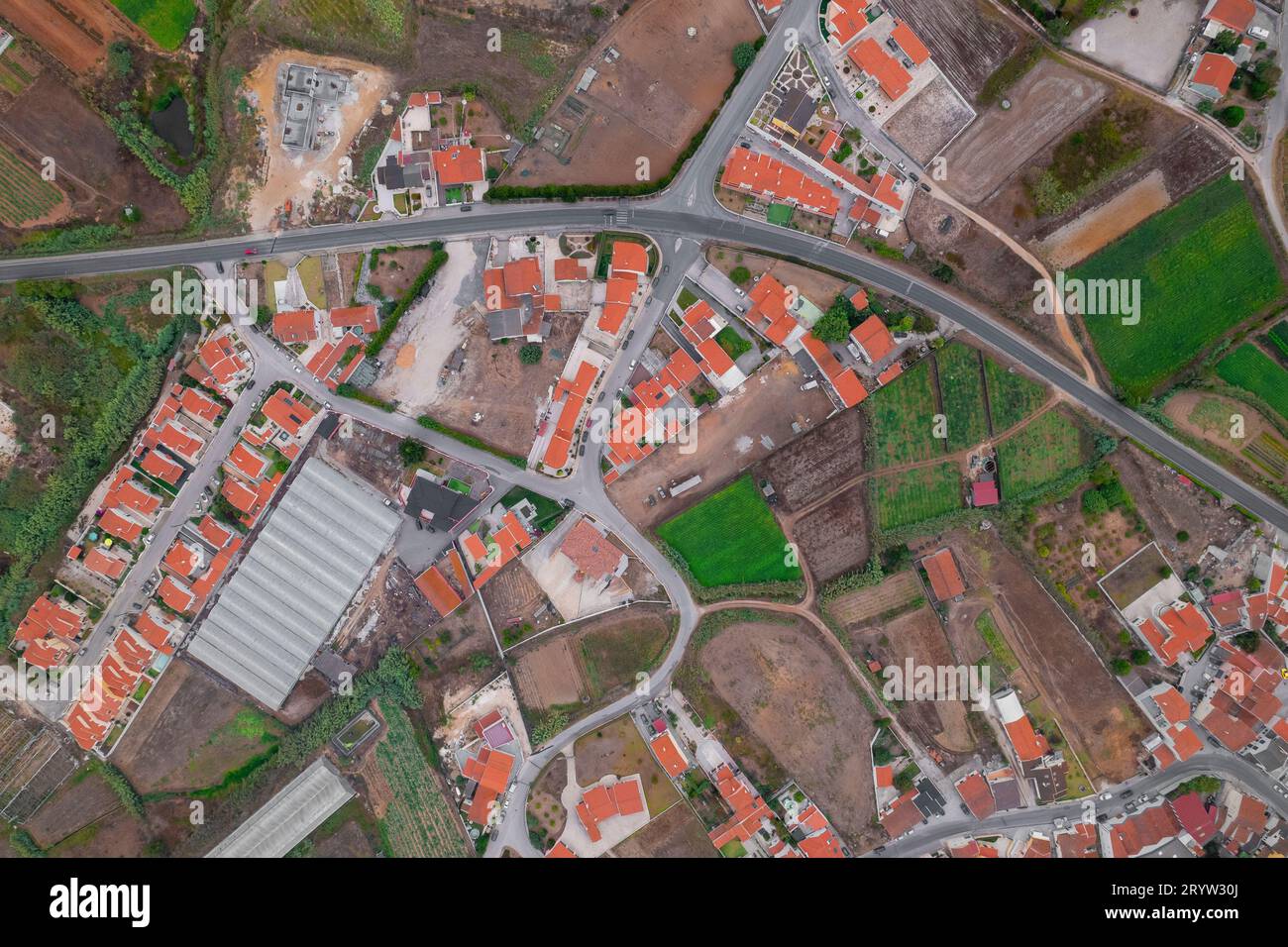 An aerial view of a city with buildings and streets Stock Photo - Alamy