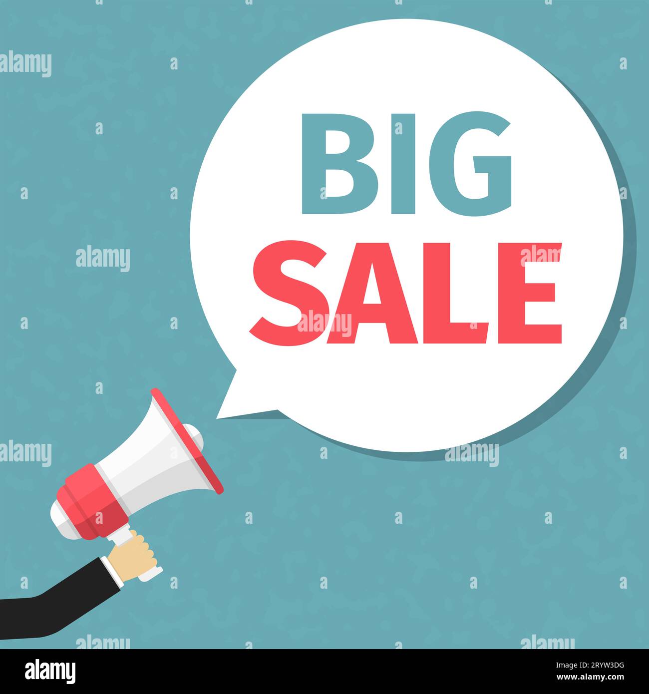 Big sale announcement, hand holding megaphone and specch bubble ...