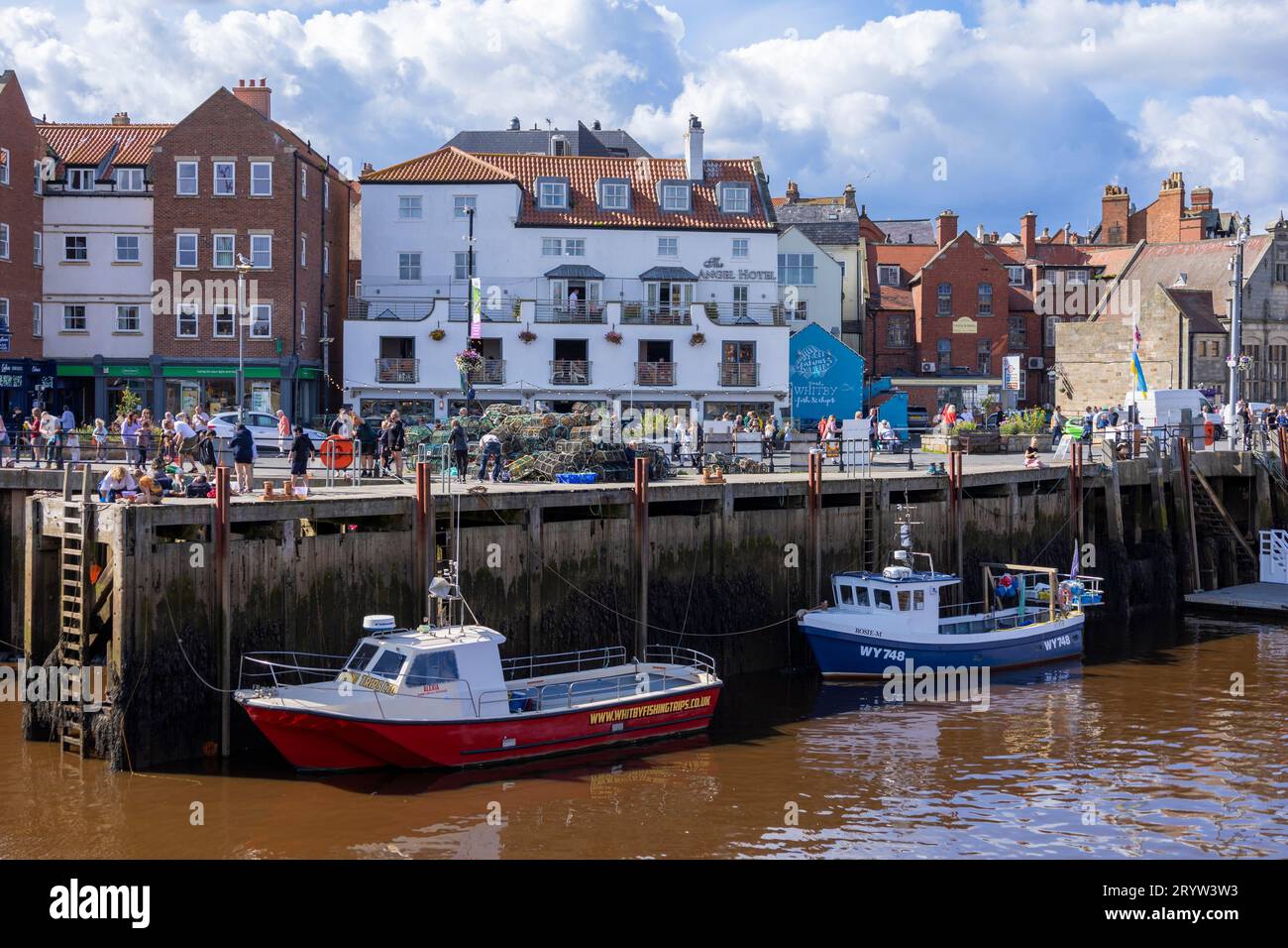 New Quay Road and the River Esk, Whitby, North Yorkshire, England, UK ...