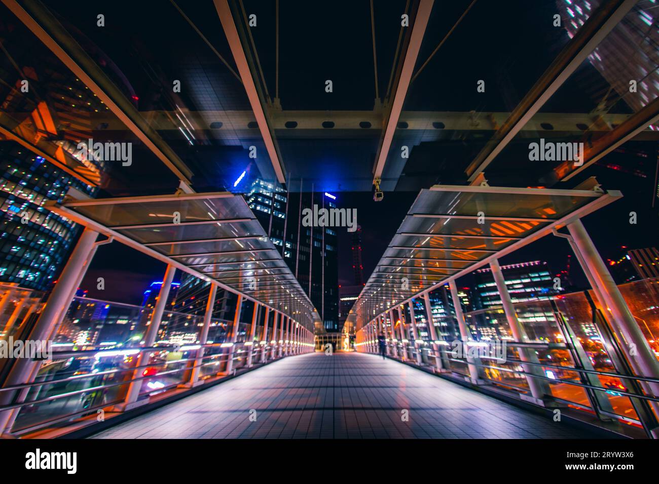 Night view of Minato Mirai pedestrian bridge Stock Photo - Alamy