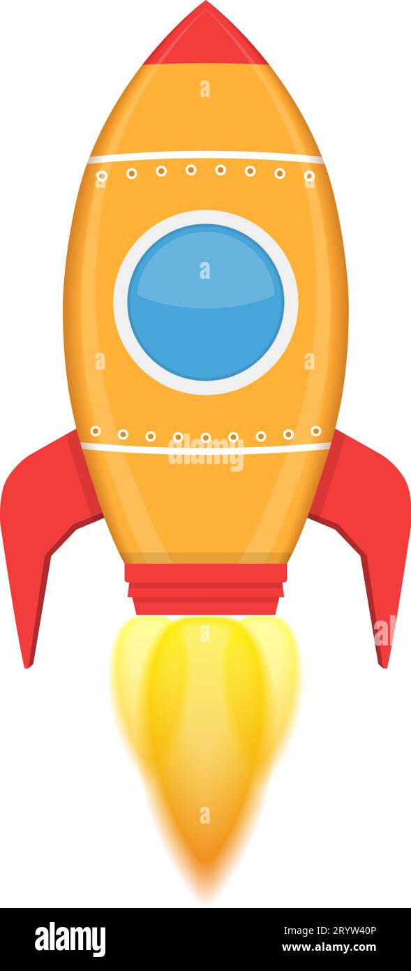 Yellow rocket with flame, vector eps10 illustration Stock Vector Image ...