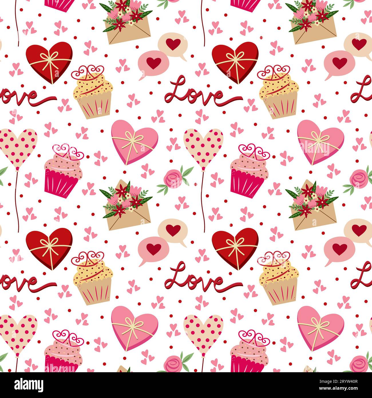 Valentine's Day Surprise Seamless Pattern Design Stock Photo - Alamy