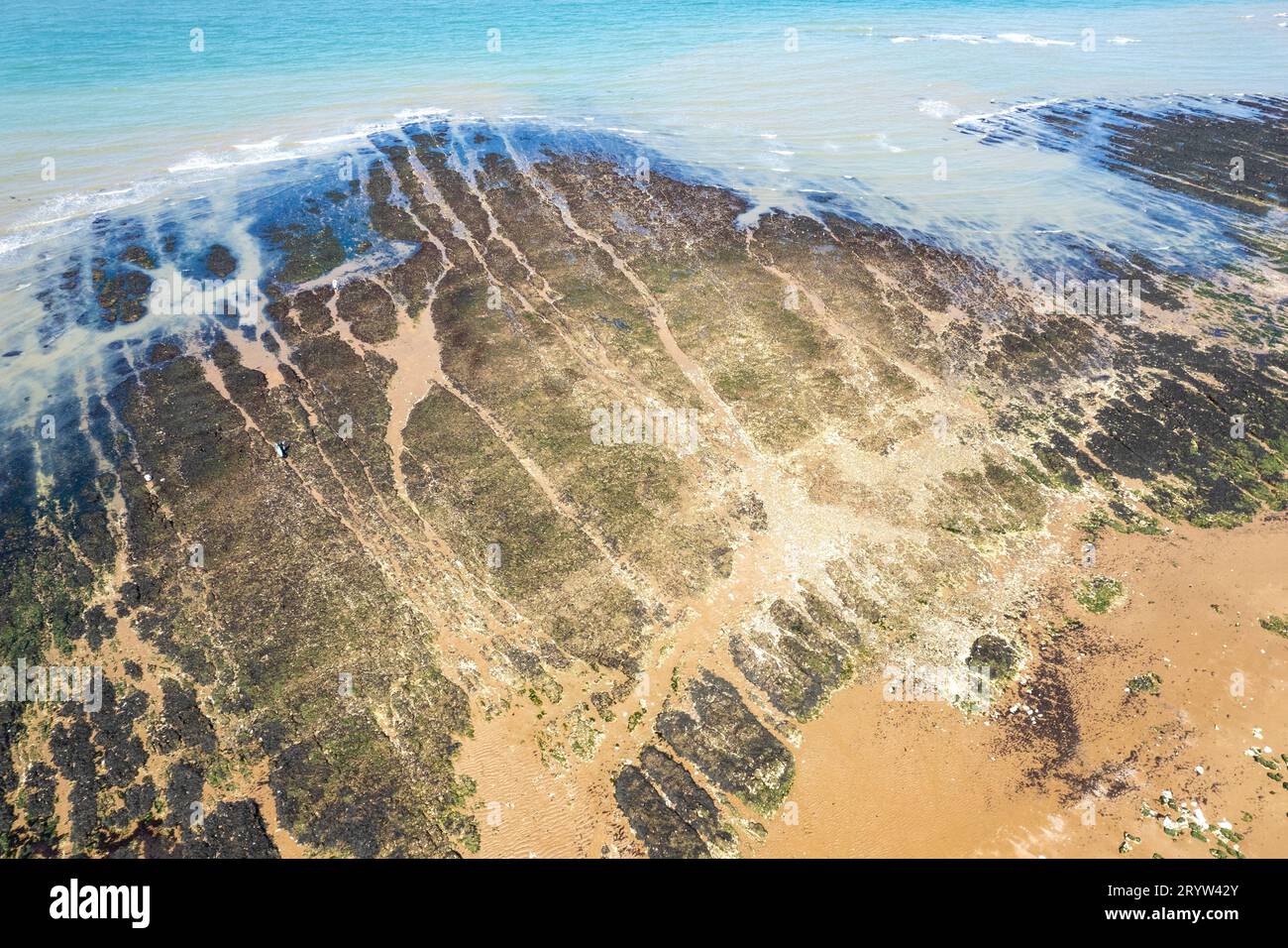 Drone aerial view of botany bay beach in Broadstairs Kent United ...