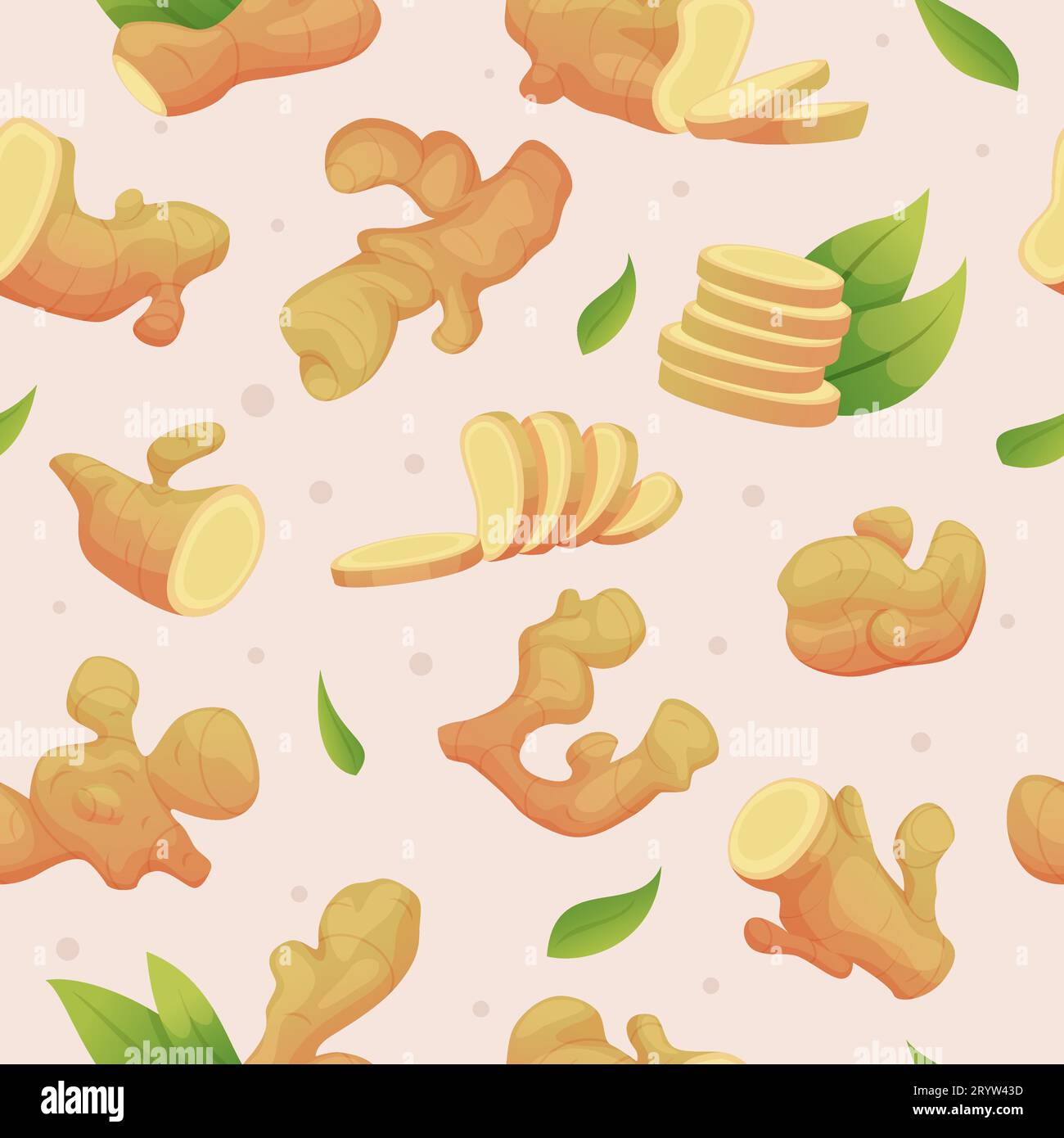 Ginger pattern. Healthy product sliced ginger cartoon illustrations ...