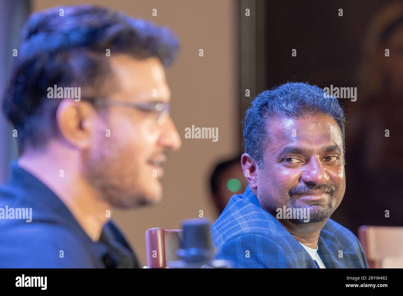 Legendary Sri Lankan cricketer Muthiah Muralidaran and Former Indian Cricket Captain and BCCI ...