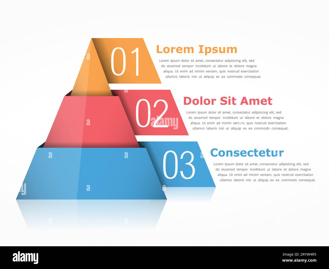 Pyramid chart with three segments, vector eps10 illustration Stock ...