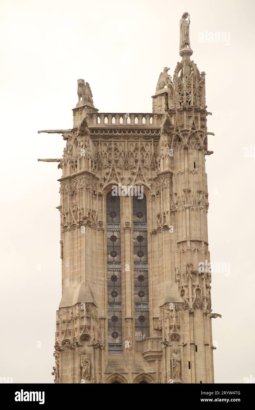 The Tour Saint-Jacques monument located in the heart of Paris, France ...